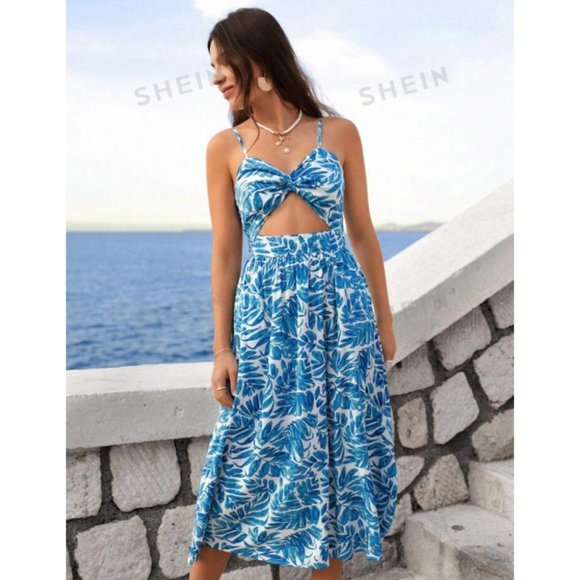 SHEIN | Dresses | Cutout With Front Twist Midi Sundress Extra Large Nib ...